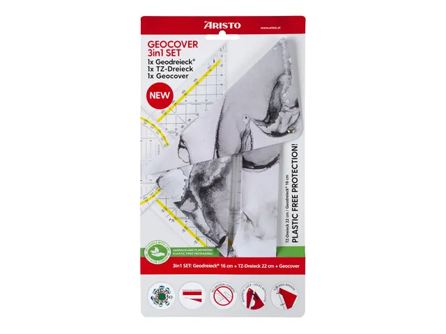 Geocoverset Aristo 3in1 White&Grey, 1 geocover, 1 geodriehoek en 1 tek