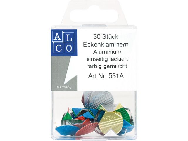 Hoekclips Alco aluminium assorti doos 30 stuks | DiscountOffice.nl