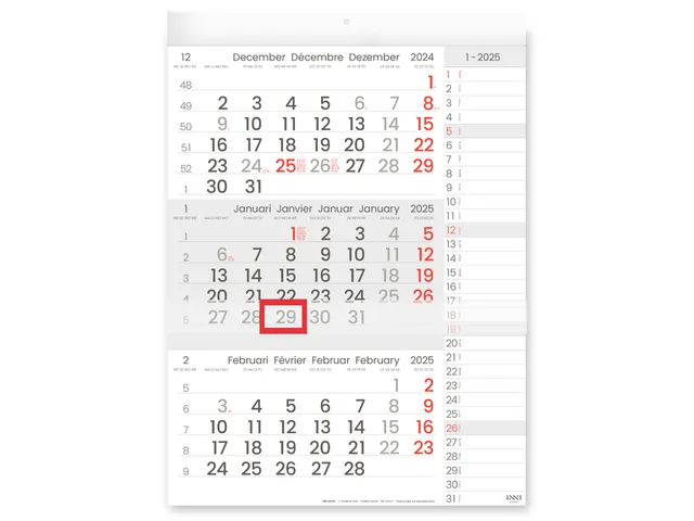 3-Maandkalender 2025 INNI Manager compact-formaat notes