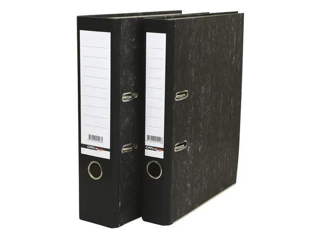 Qbasic Classeur à Levier Budget A4 80mm Carton Noir Marbré