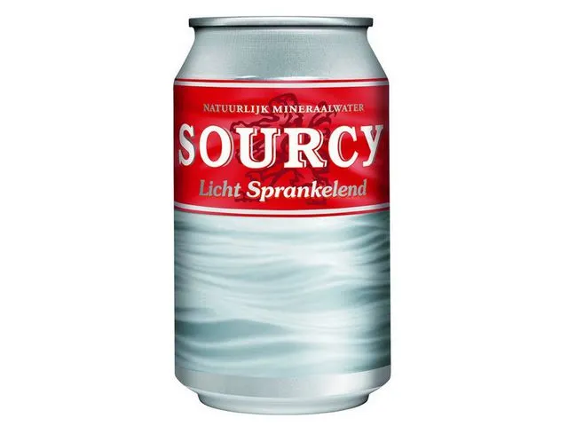 Sourcy Rood Mineraalwater, Licht Sprankelend, 0,33 liter, Blik