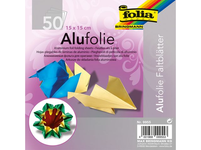 Folia Paper Vouwblaadjes Folia 15x15cm 50 vel alufolie assorti kleuren ...