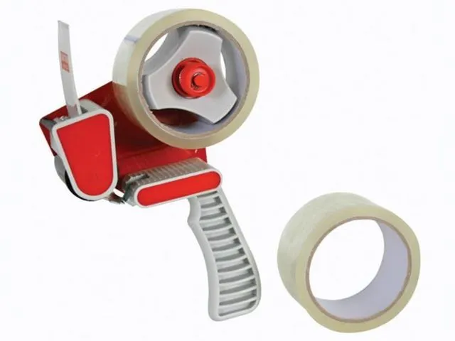 Perel OUTLET Tapehouder + 2 Rollen Inpaktape PP 50mmx50m transparant