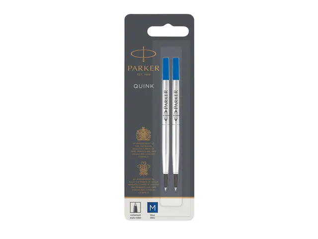 Rollerpenvulling Parker Quink medium blauw blister à 2 stuks