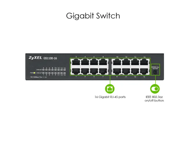 Zyxel GS1100-16 Revision B1 - 16-port GbE Unmanaged