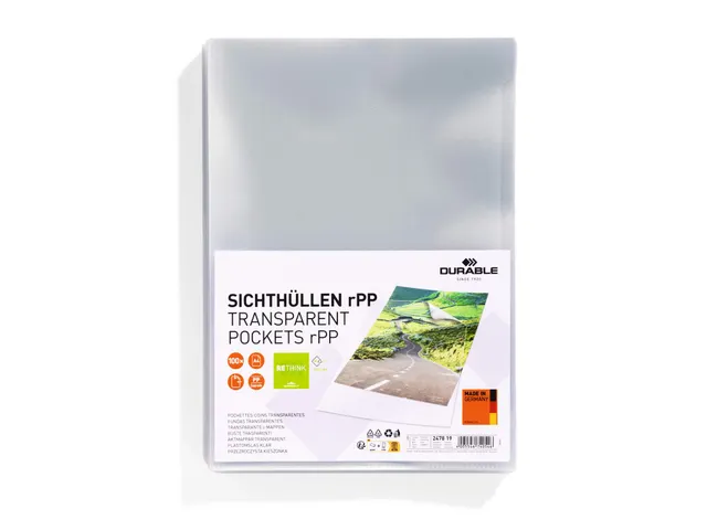 Durable Transparante L-map STANDARD A4 rPP pak van 100