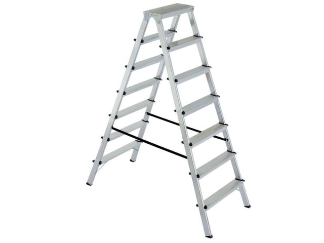 DiscountOffice dubbele aluminium ladder beide zijden 2x7treden bordes H ...