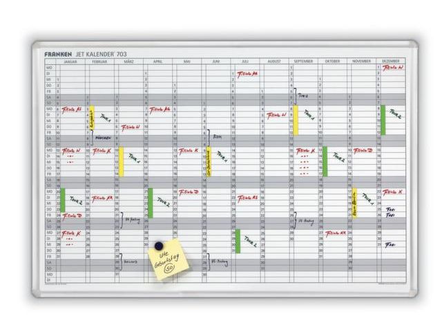 DiscountOffice jaarplanner HxB 60x90cm magnetisch bord wit met raster
