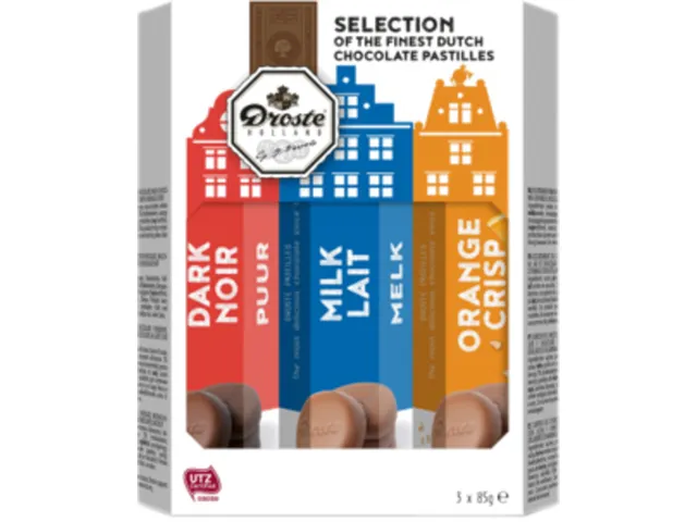 Chocolade Droste pastilles 3-pack kokers 255gr