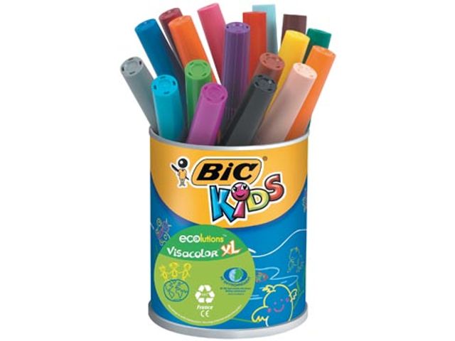 BIC Viltstift Visacolor XL Ecolutions 18 stiften in een metalen pot ...