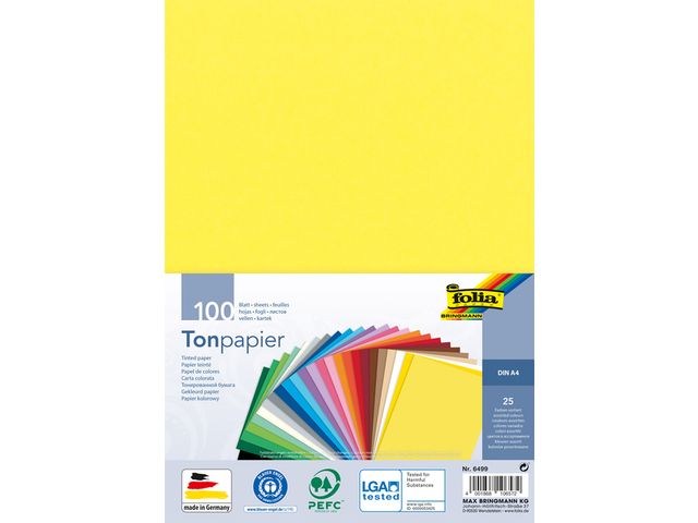 Folia Paper Knutselpapier Folia A4 100vel 25 kleuren