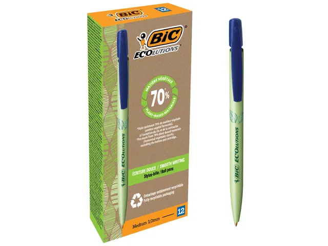Balpen Bic Ecolutions media clic bio-based medium blauw