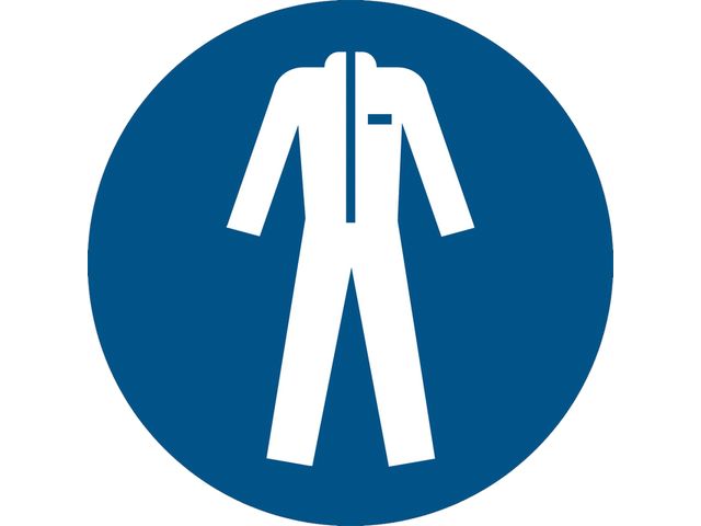 Pictogram bordje Djois Beschermende werkkleding verplicht Ø 200mm Bla