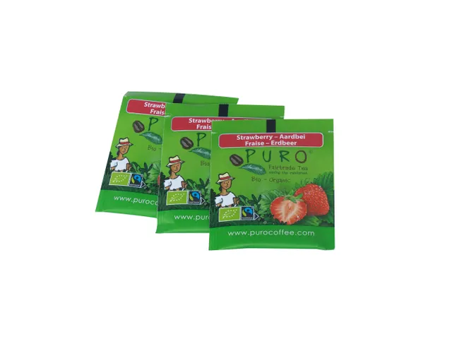 Puro Bio thee Aardbei zwarte thee Fairtrade 25 zakjes
