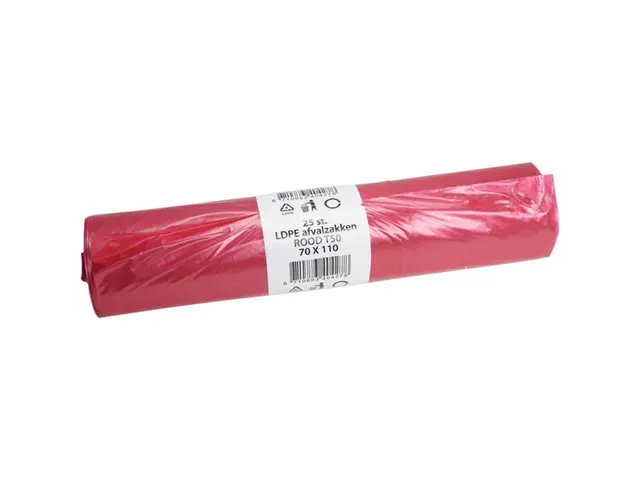 Powersterko afvalzak LDPE 120L 70x110cm T50 rood 10x25st 250st/doos