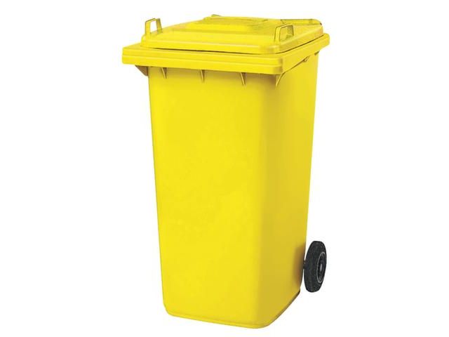 Vuilcontainer PE 240 liter HxBxD 1100x580x740mm met wielen geel ...