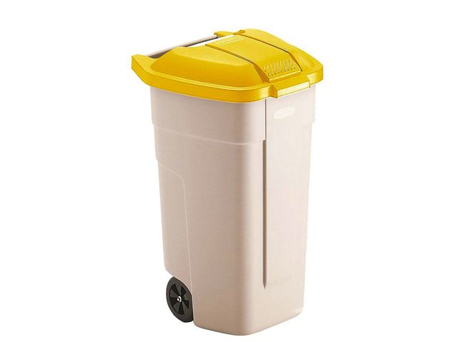 Vepa Bins Mobiele container 100 Liter Beige Geel | DiscountOffice.nl
