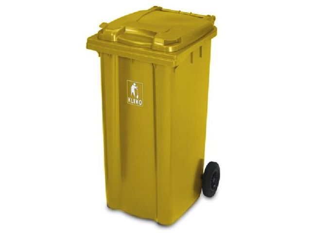 Vuilcontainer PE 240 liter HxBxD 1100x580x740mm met wielen geel ...