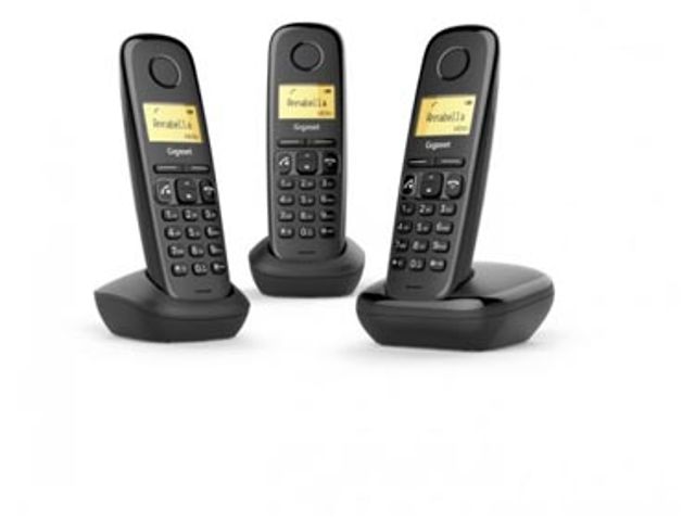 Gigaset A270 Trio DECT draadloze telefoon, met 2 extra handsets, zwart ...