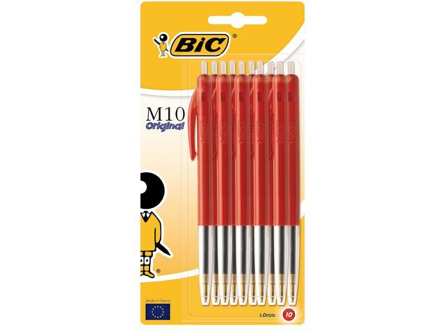 BIC M10 Clic Balpen, Medium Punt, 1 mm, Rood | DiscountOffice.nl