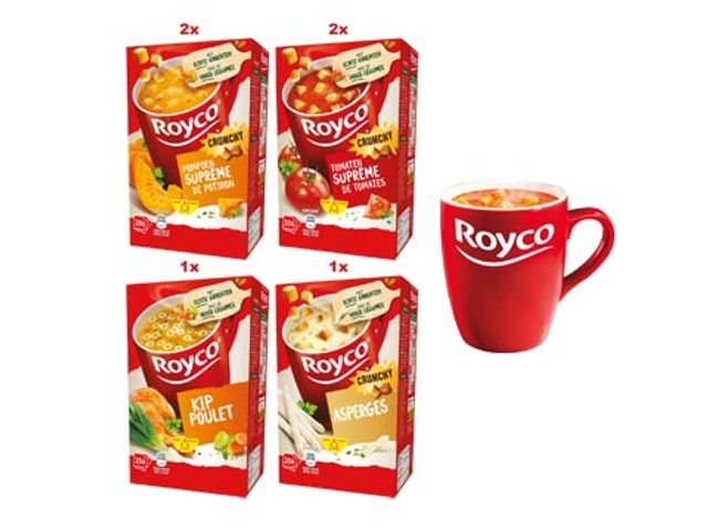 Royco ACTIE soep: 2x pompoen+2xtomaat+1x kip+1xasperges + GRATIS 6 ...