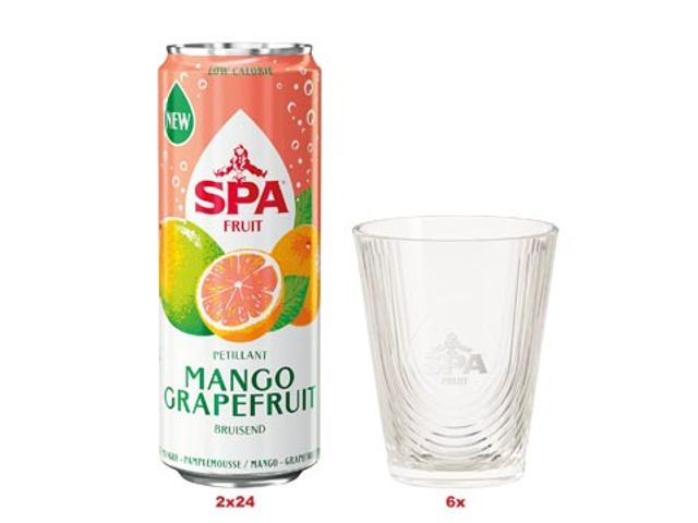 Spa Fruit ACTIE: 2x Mango-Grapefruit 25 CL 24 stuks + GRATIS 1x 6 ...