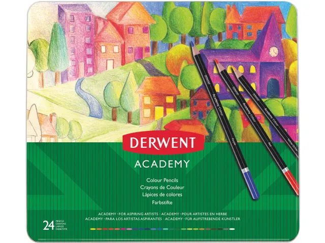 Derwent crayon de couleur Academy , boîte métallique de 24 pièces e
