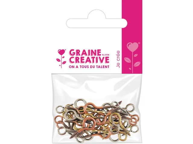 Graine Créative Schroefhaken, 2 Formaten, Zak 36 Stuks