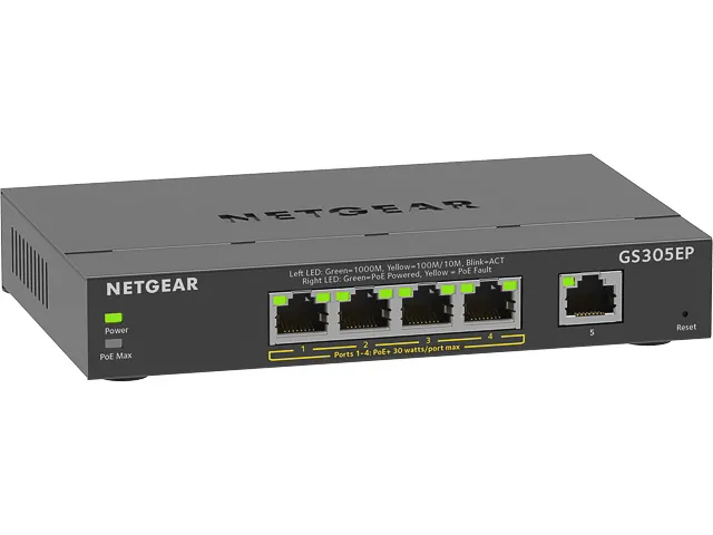 Netgear Gs305Ep-100Pes Smart Switch Standalone 5xRJ45 zwart managed