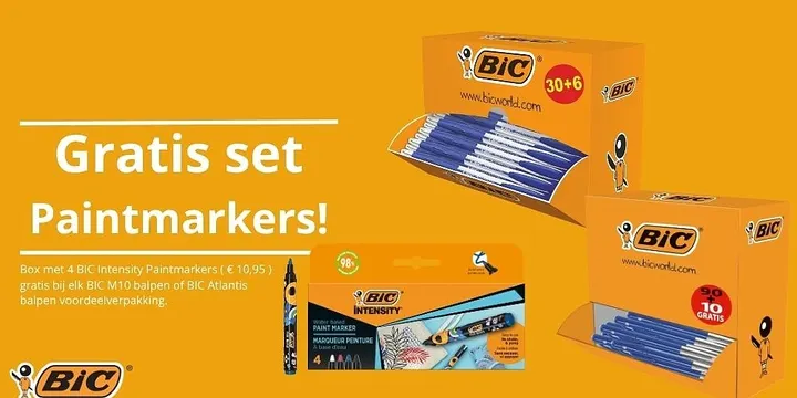 Gratis Paintmarkers t.w.v. € 10,95 bij BIC M10 balpen of BIC Atlantis ...