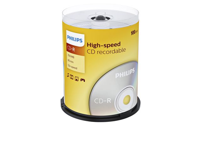 CD-R Philips 80Min 700MB 52x SP (100) | DiscountOffice.be