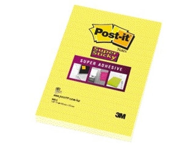 Memoblok 3M Post-it 660 Super Sticky 102x152 geel met lijn