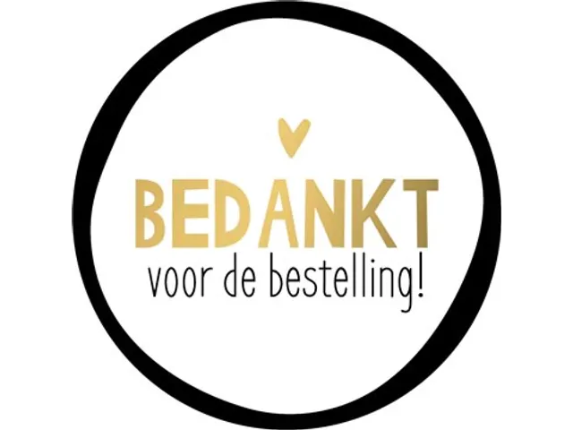 DiscountOffice KP Sticker rond 40mm "Bedankt voor de bestelling" goud hart 250 stuks