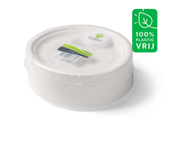 Depa Biodore Bord Rond 180mm Wit karton FSC 8x100 stuks