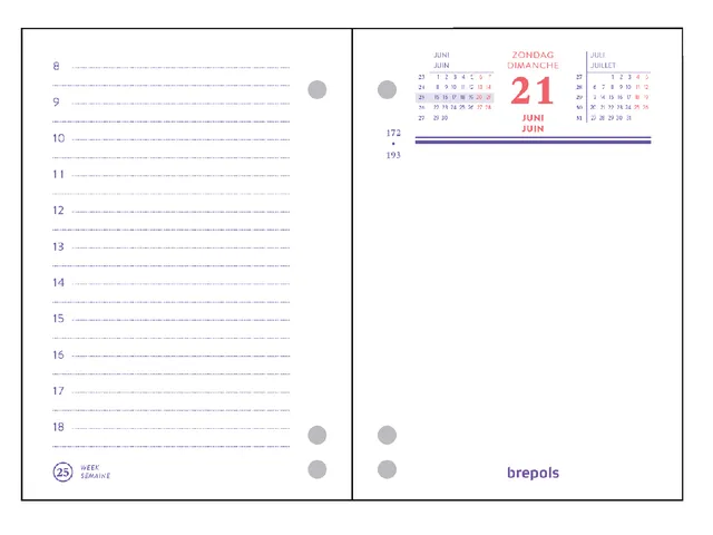 Omlegblok 2026 Brepols 1dag/2pagina's universele ponsing