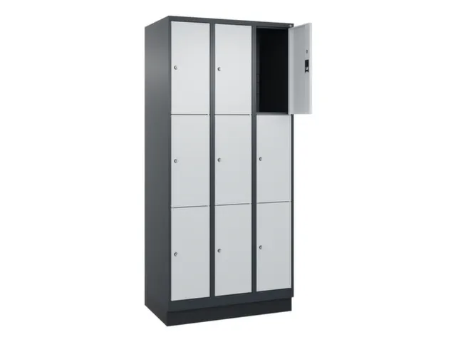 CP lockerkast HxBxD 1950x900x500mm 3x3vakken vak B 300mm cil.-slot sokkel