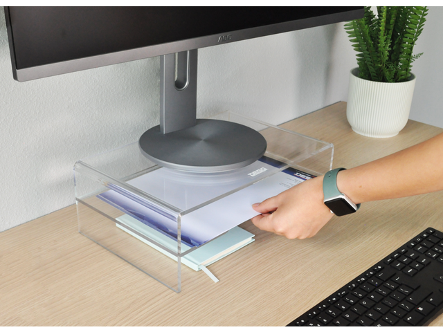Desq Acryl Monitorverhoger Met Brievenbak 120mm | DiscountOffice.nl