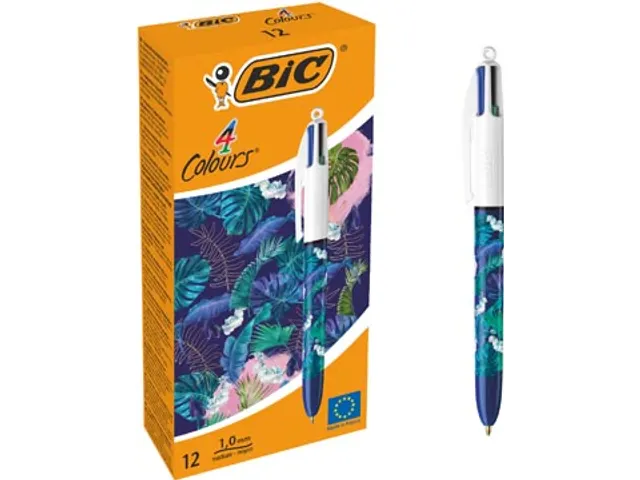Bic 4 Colours Botanical balpen Medium Assorti doos van 12 stuks