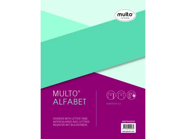 Tabblad Multo A4 23r letters A-Z PP 120 micron 20 delig grijs