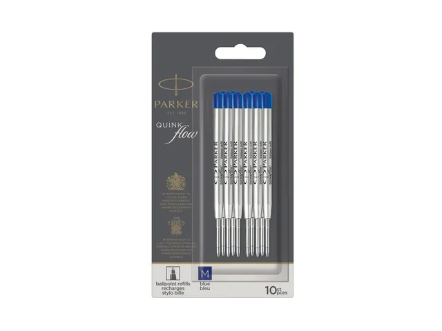 Balpenvulling Parker Quinkflow medium blauw blister à 10 stuks